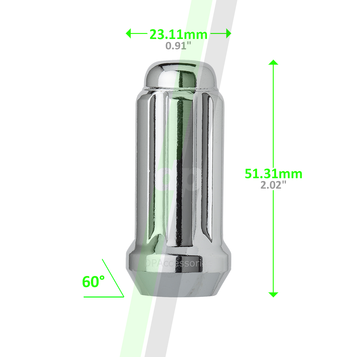 32 Chrome 1/2-20 Closed End Duplex XL Spline Lug Nuts for Aftermarket ...