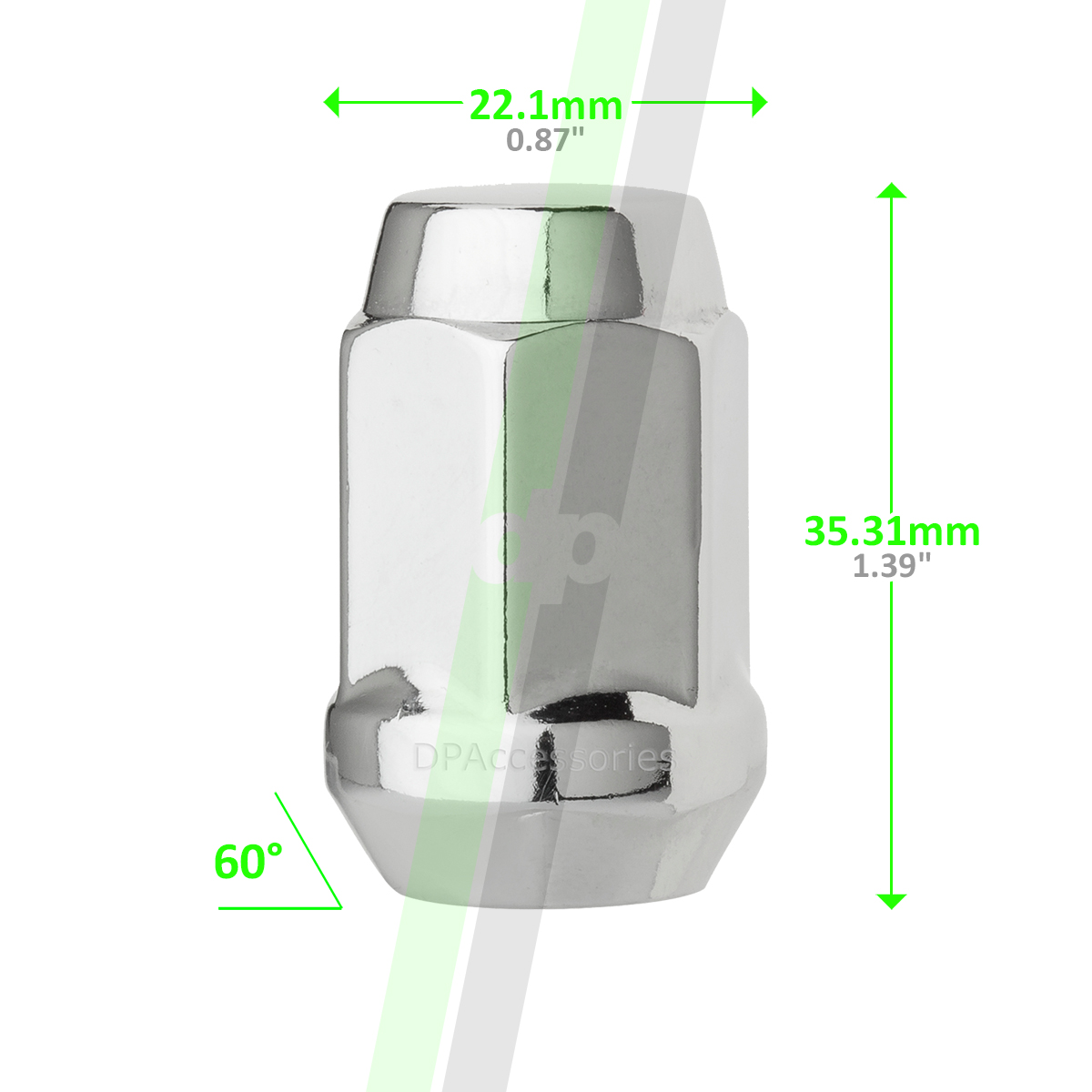 Chrome Lug Nuts M12x1.5 Bulge Acorn Cone Seat 19mm Hex - 20 Pack | eBay