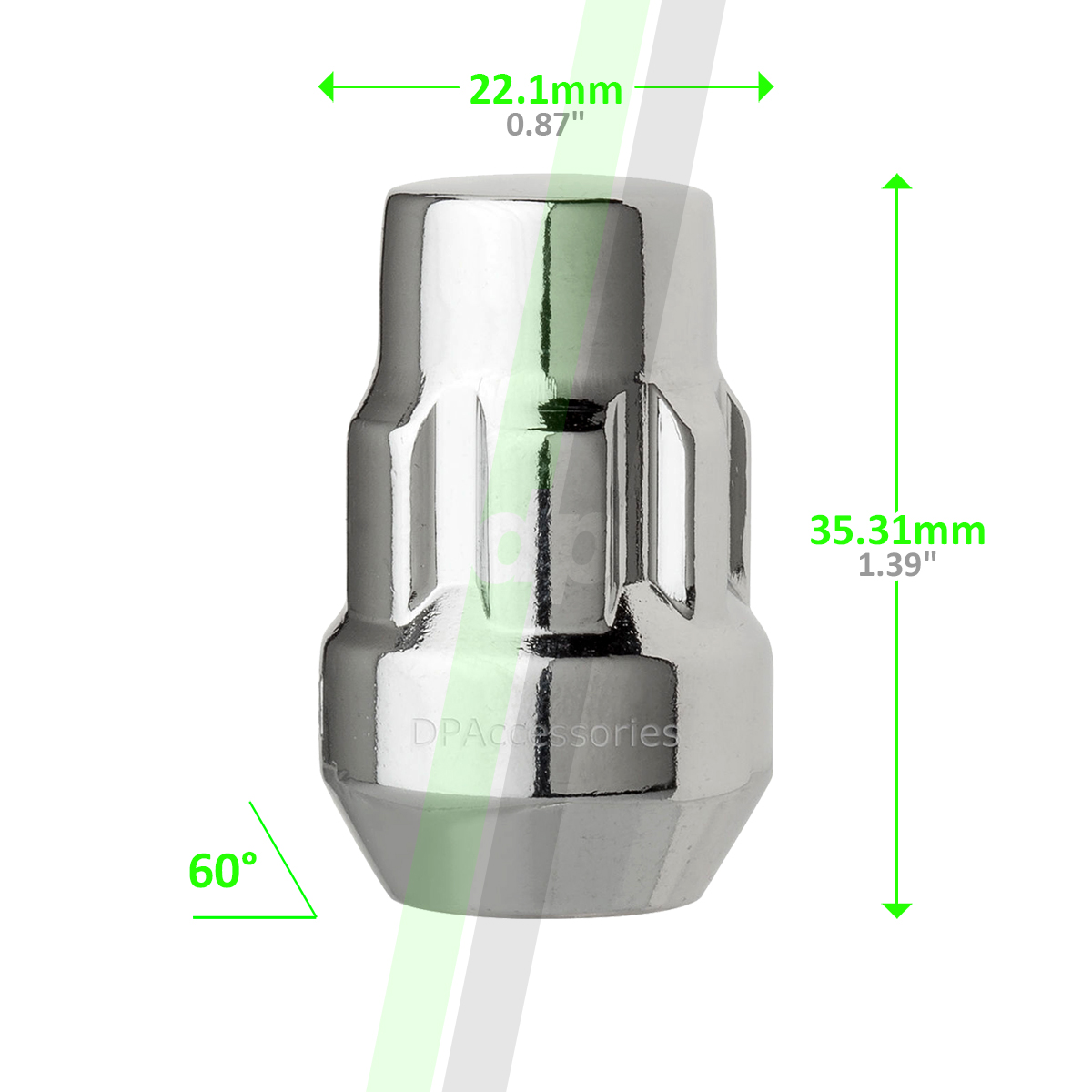 Chrome Wheel Locks 12x1.5 Closed End Bulge Acorn 19mm & 13/16" Locking ...